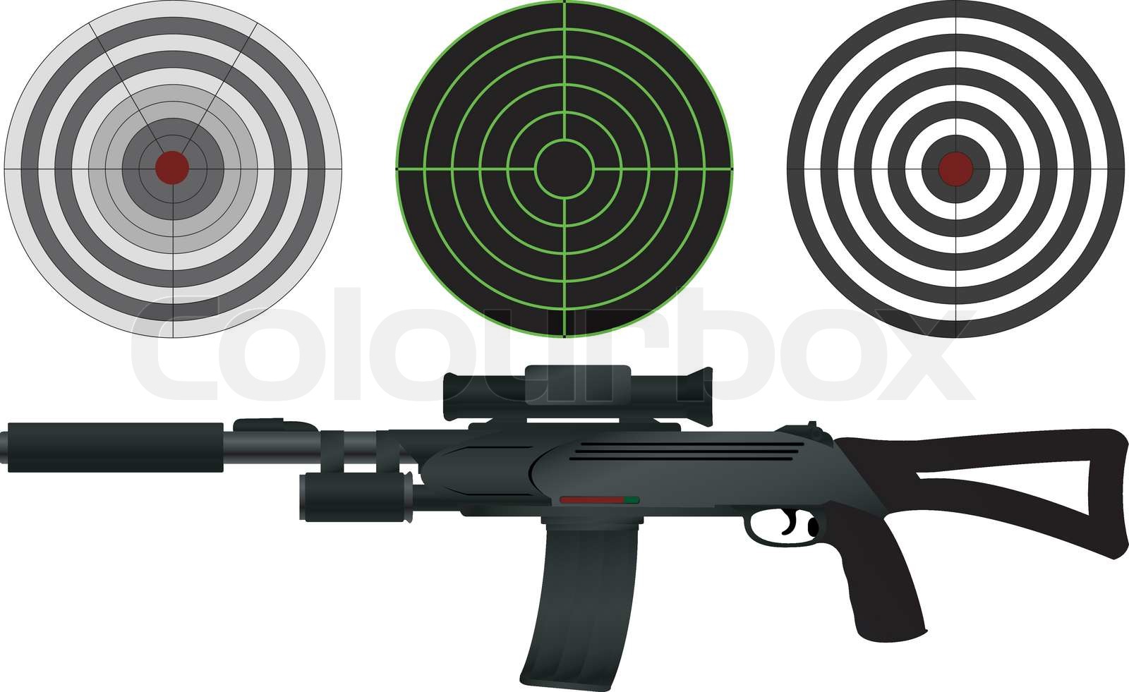 sniper rifle and targets. vector illustration | Stock vector | Colourbox