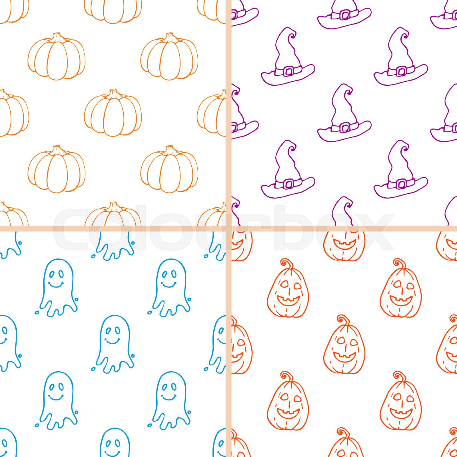 Simple Halloween doodle patterns | Stock vector | Colourbox