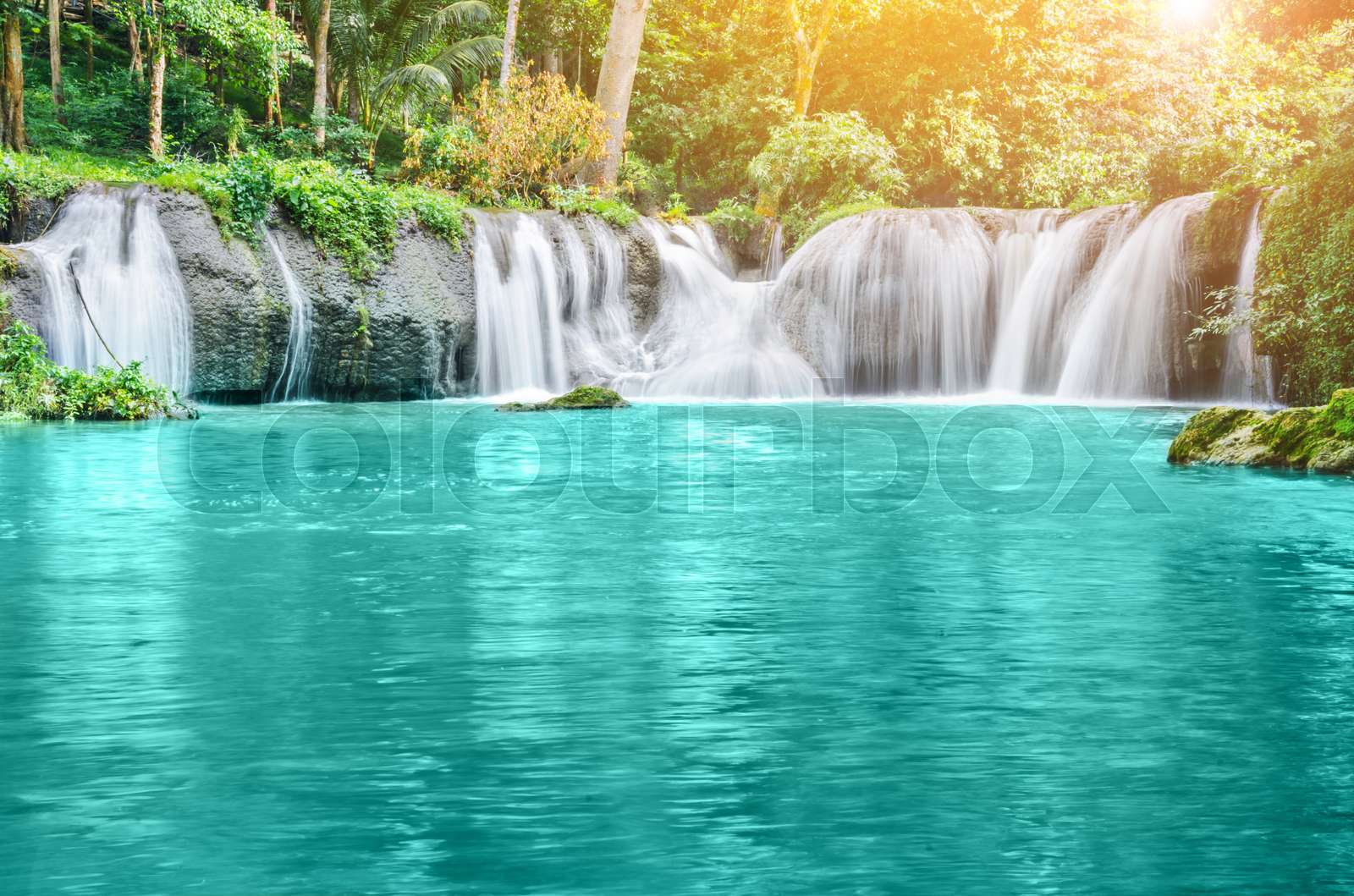 Deep forest Waterfall. | Stock image | Colourbox