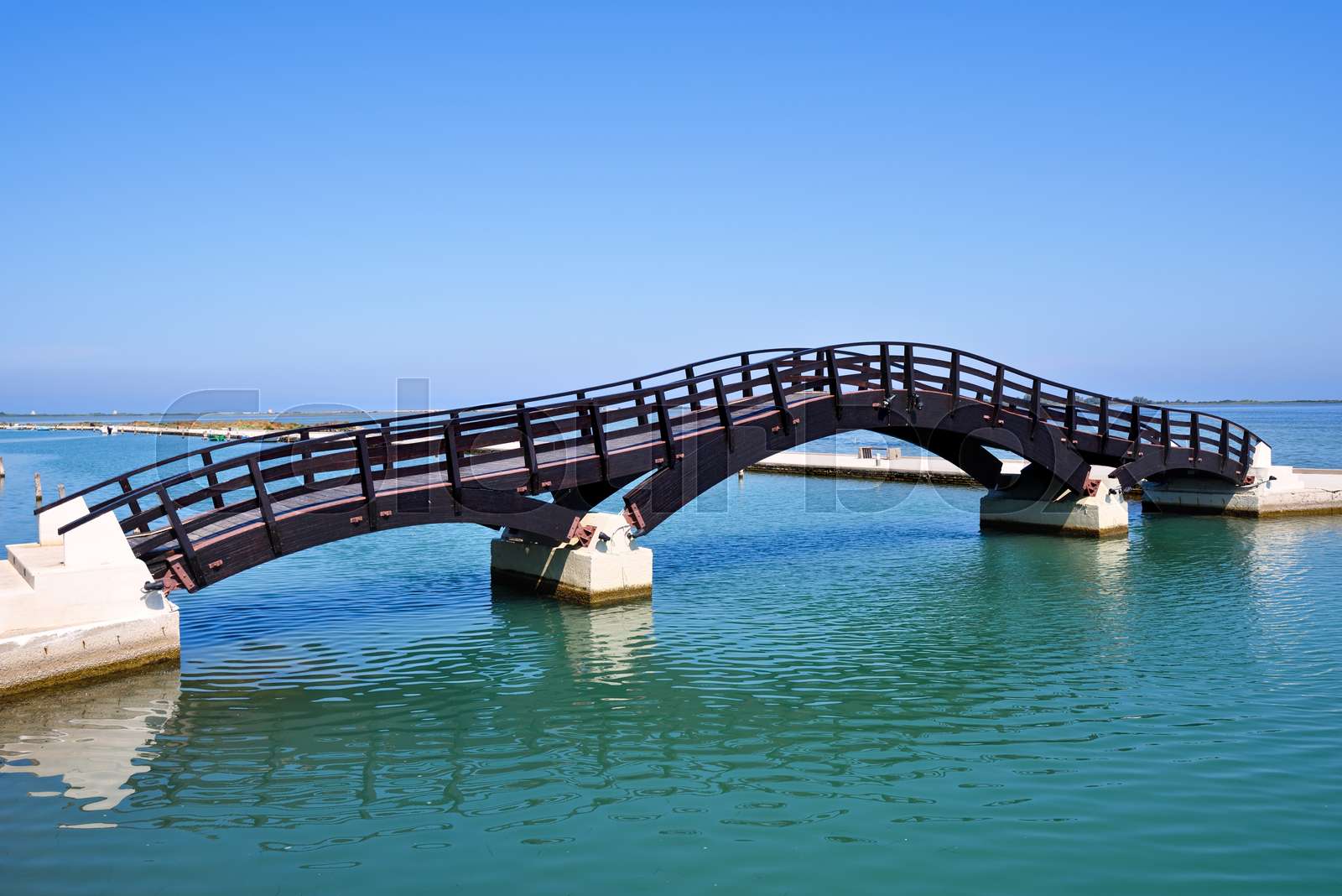 Wooden bridge in Lefkada Town in Greece | Stock image | Colourbox
