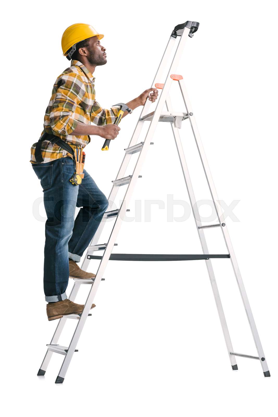 handsome construction worker on ladder | Stock image | Colourbox