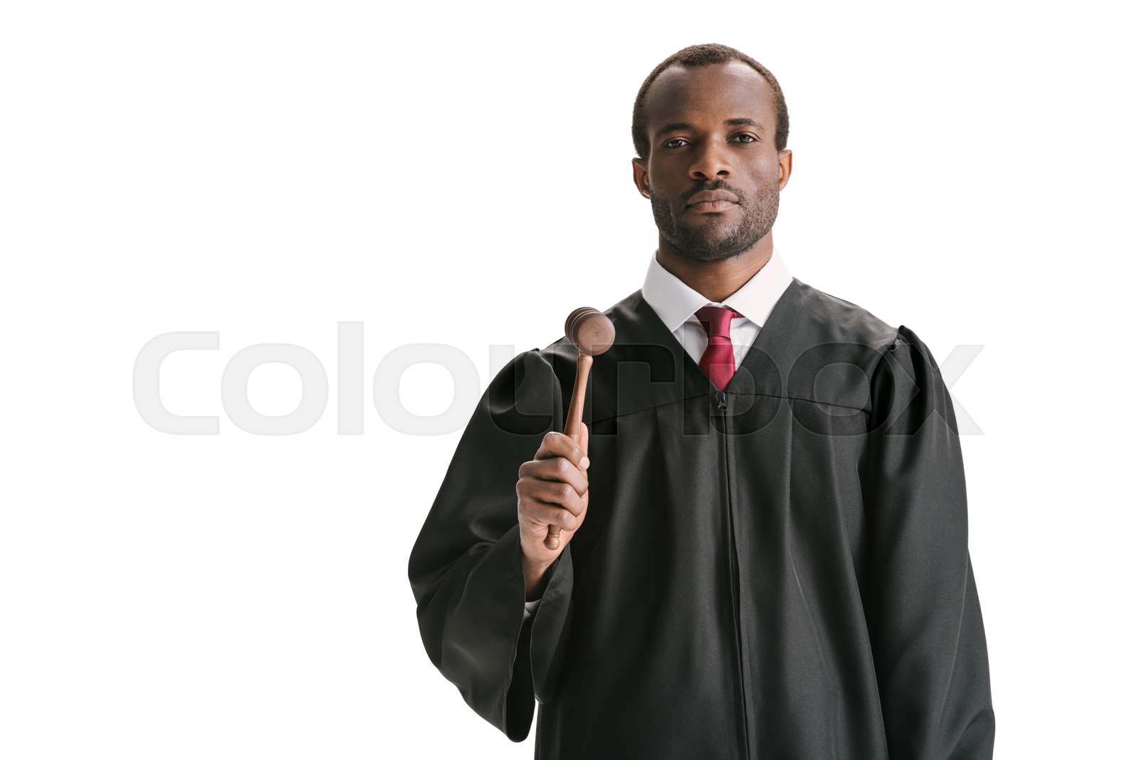 serious african american judge with gavel | Stock image | Colourbox