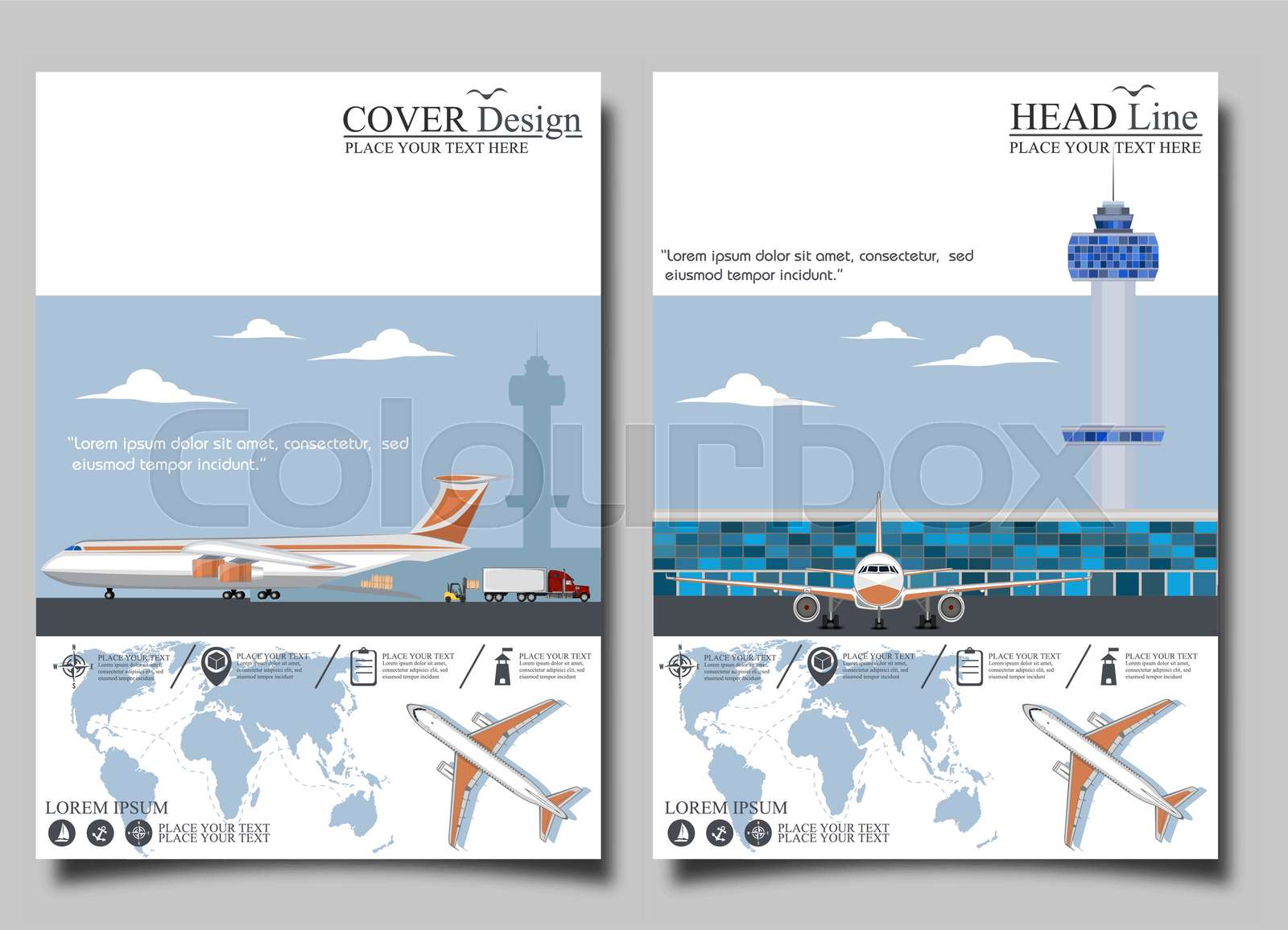 Aviation flyers set with airplane | Stock vector | Colourbox
