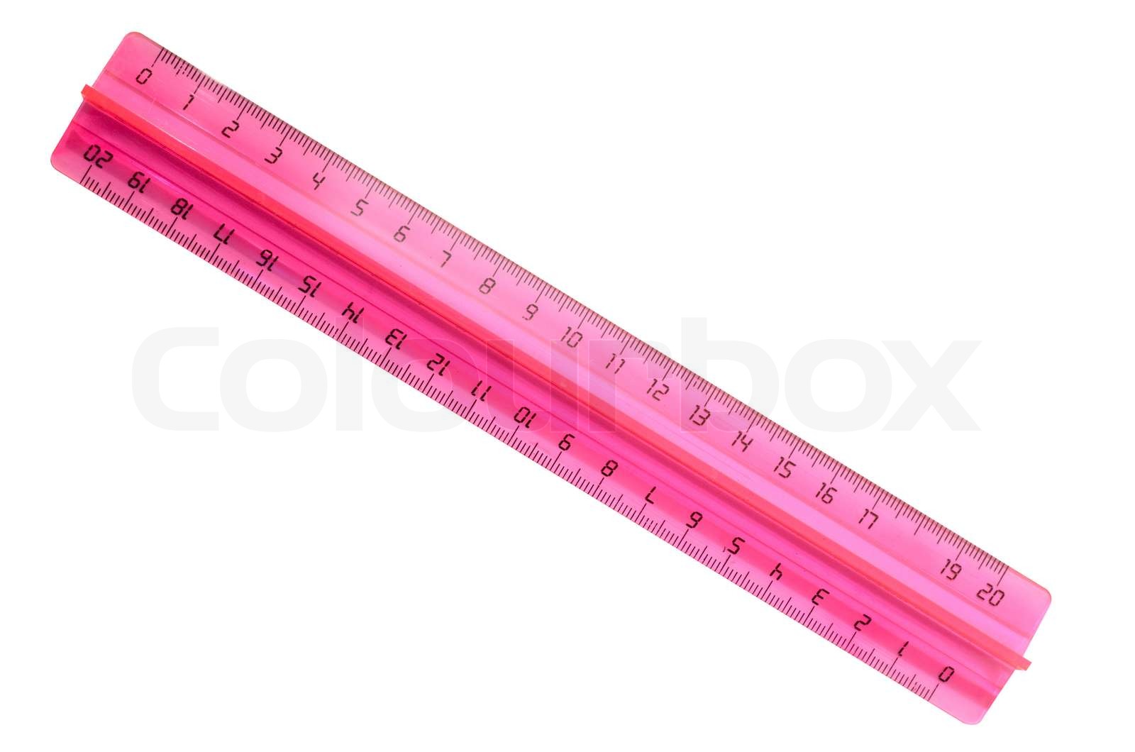 pink plastic ruler isolated on white | Stock image | Colourbox