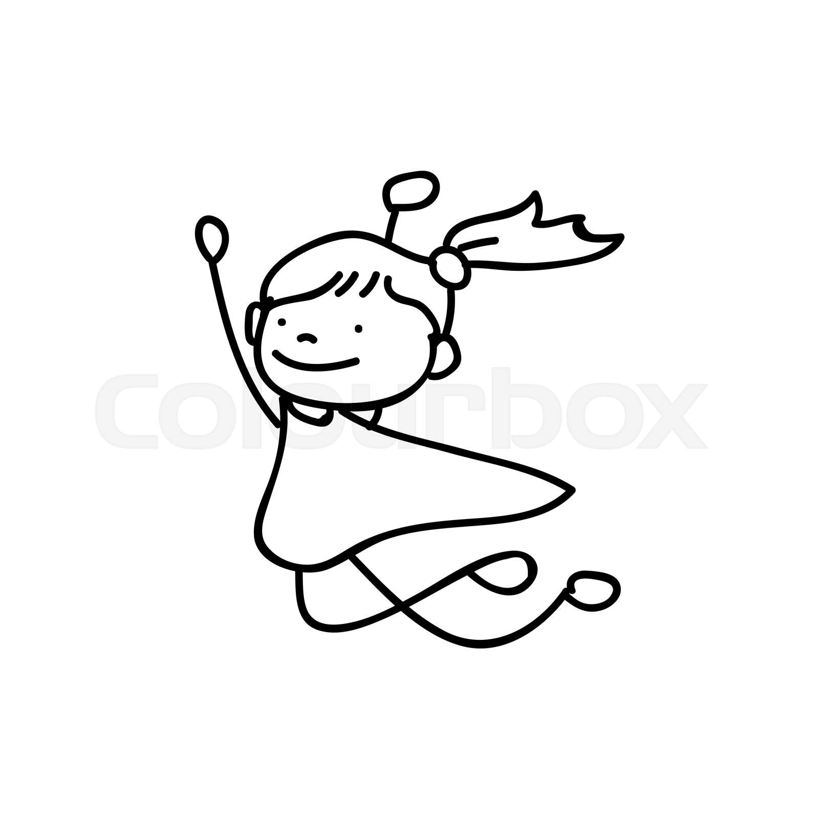 hand drawing abstract happy cute girls line art | Stock vector | Colourbox