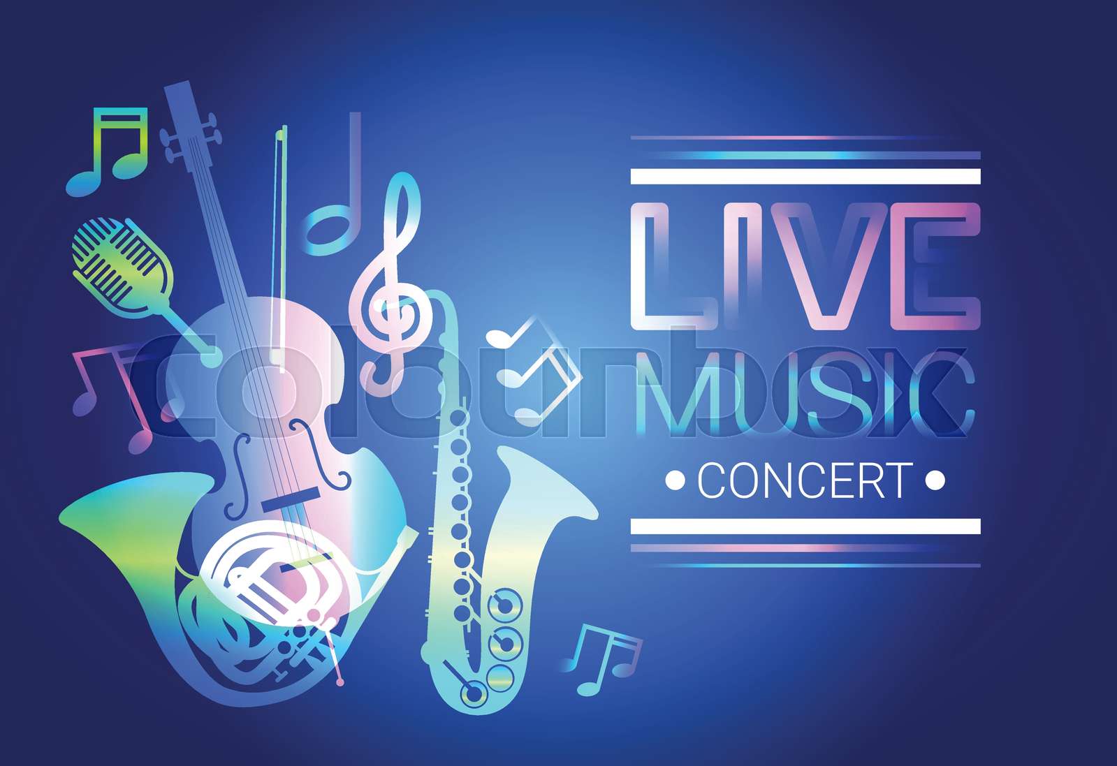Live Music Concert Banner Colorful Style Modern Musical Poster | Stock ...