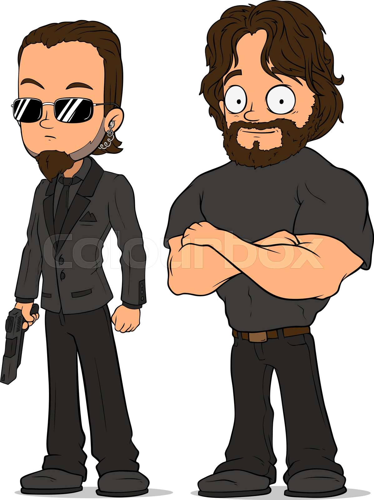 Cartoon strong secret agent characters set | Stock vector | Colourbox