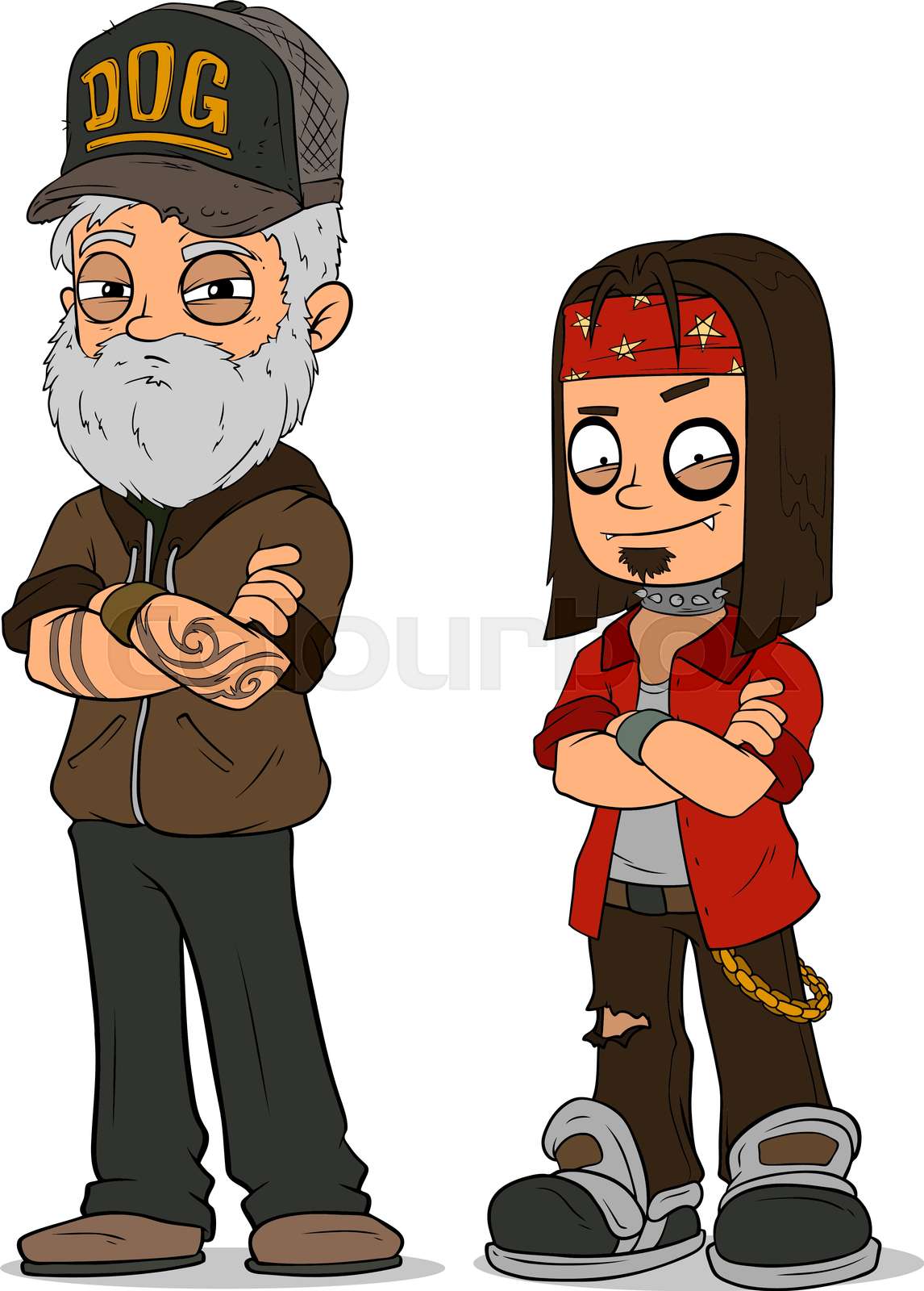 Cartoon cool rock guys characters vector set | Stock vector | Colourbox