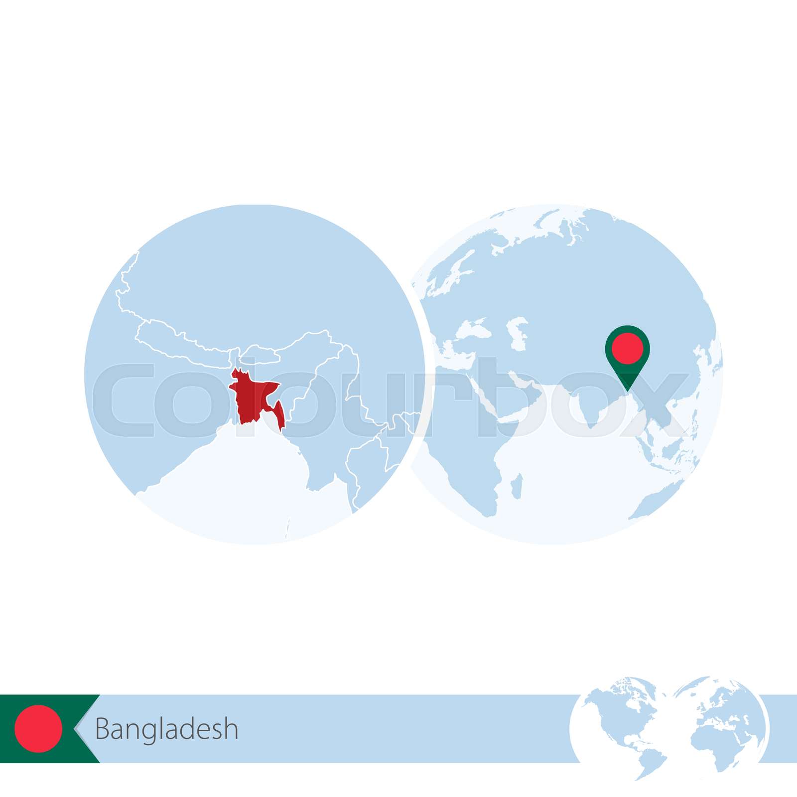 Bangladesh on world globe with flag and regional map of Bangladesh ...