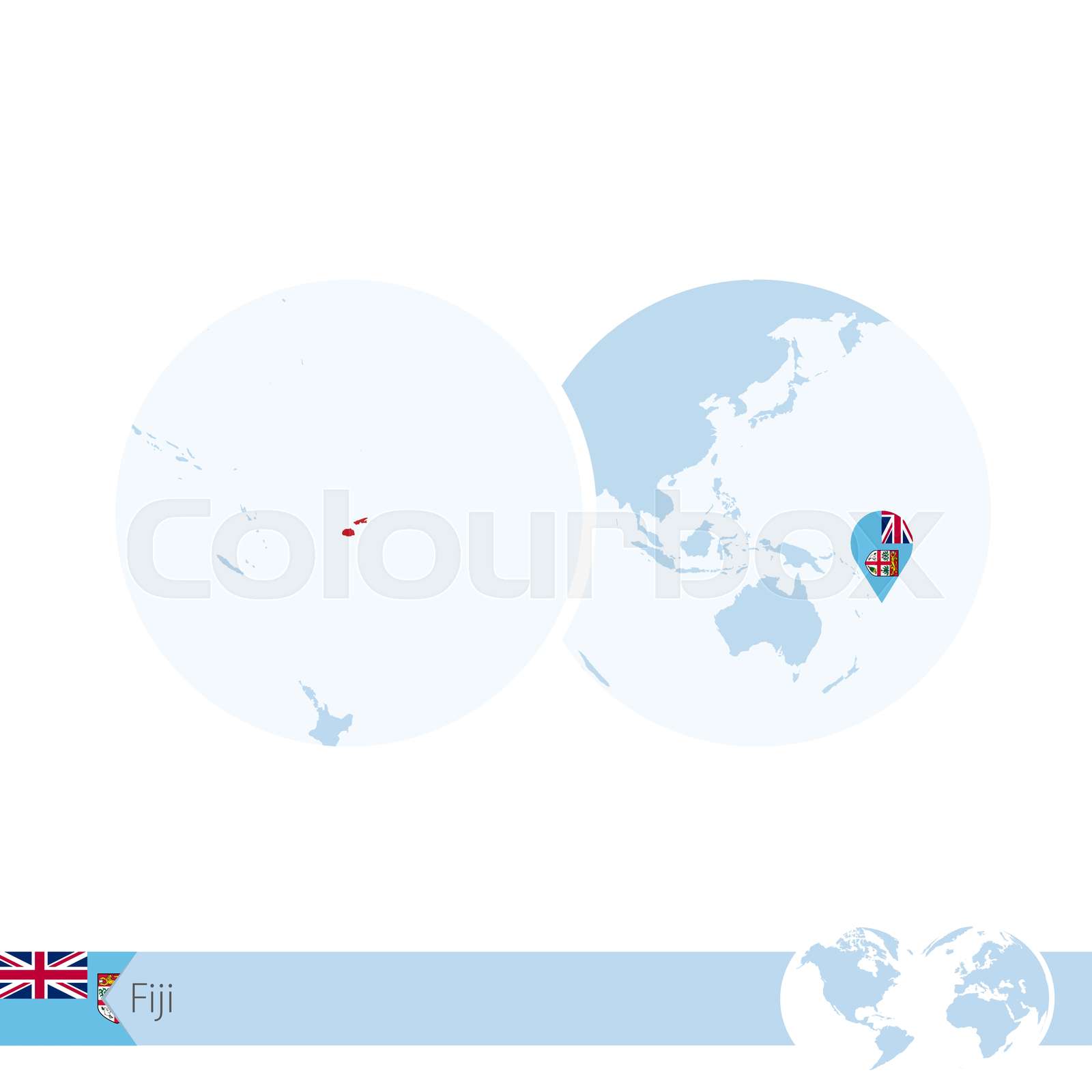 Fiji on world globe with flag and regional map of Fiji. | Stock vector ...