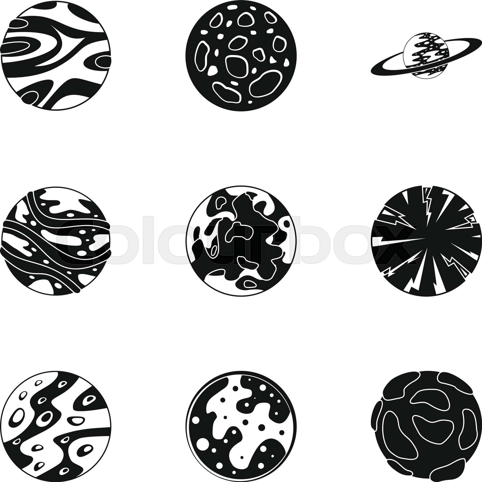 Alien planet icons set, simple style | Stock vector | Colourbox