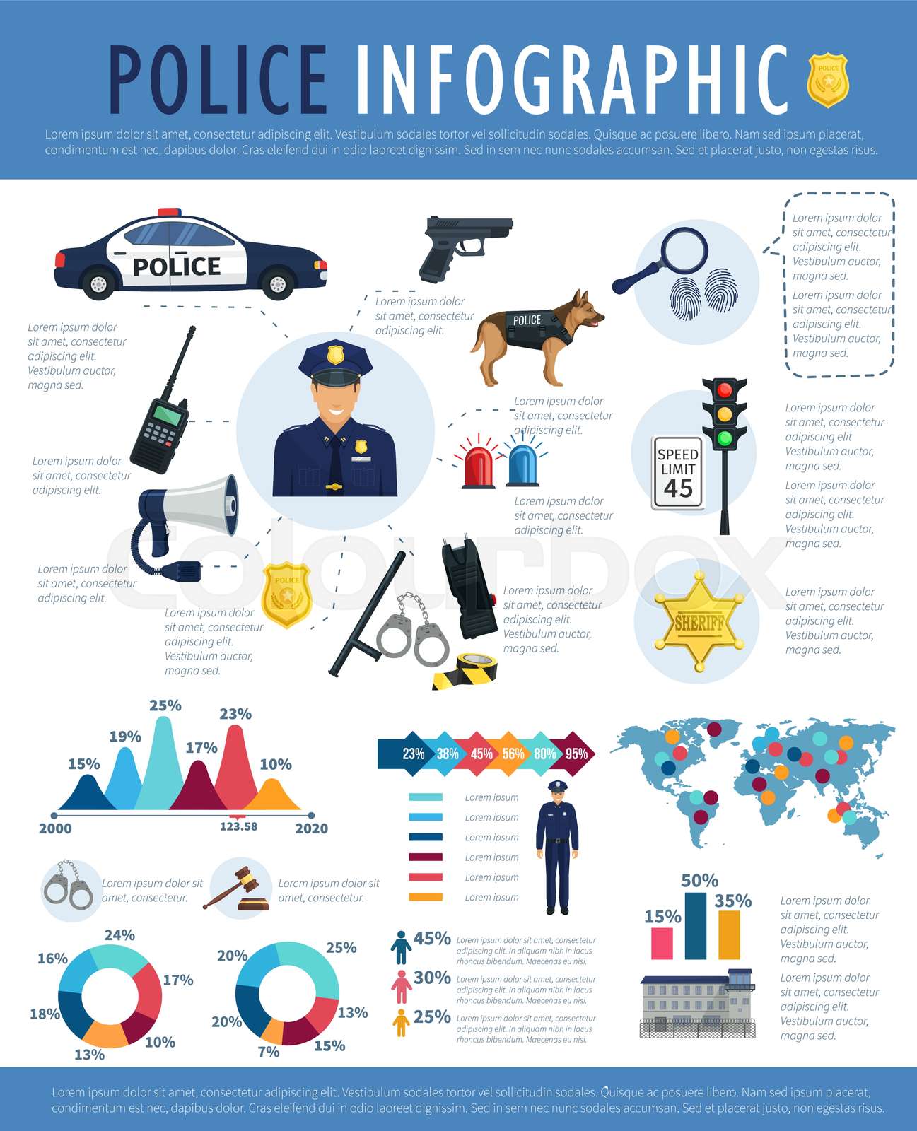 Police infographic for crime, law, justice design | Stock vector ...