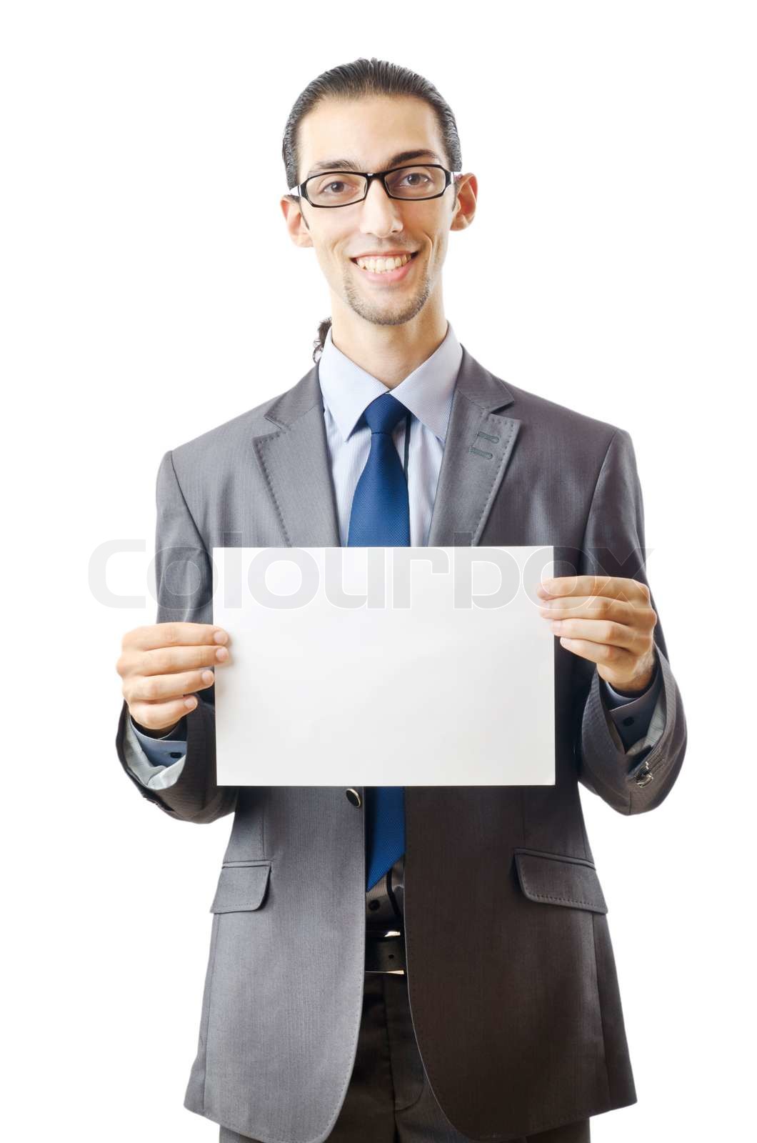 Businessman Holding Blank Message Stock Image Colourbox businessman-holding-blank-message-stock-image-colourbox
