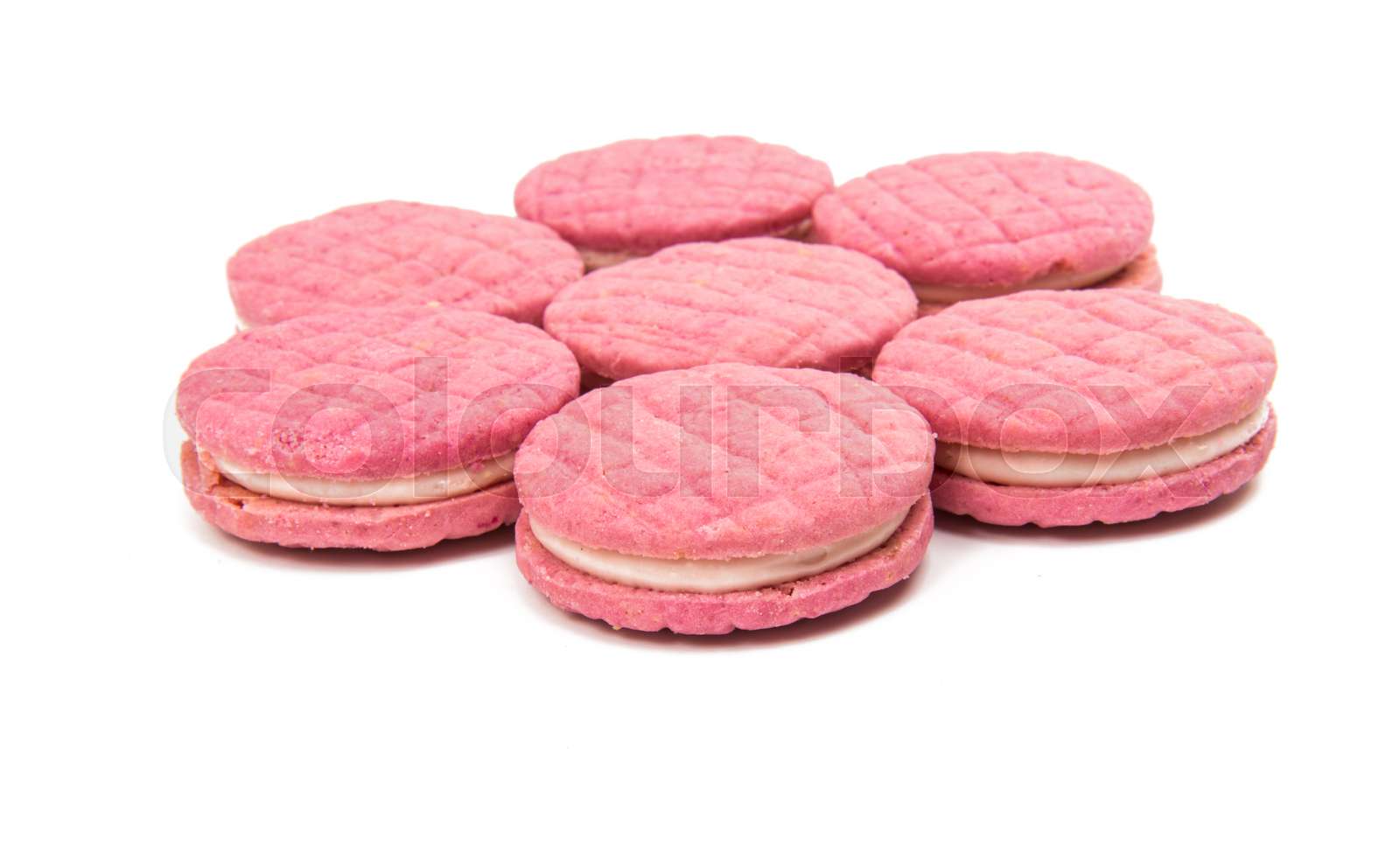 Pink biscuits isolated | Stock image | Colourbox