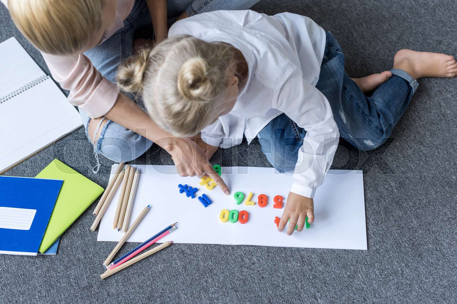 mother and daughter learning numbers | Stock image | Colourbox