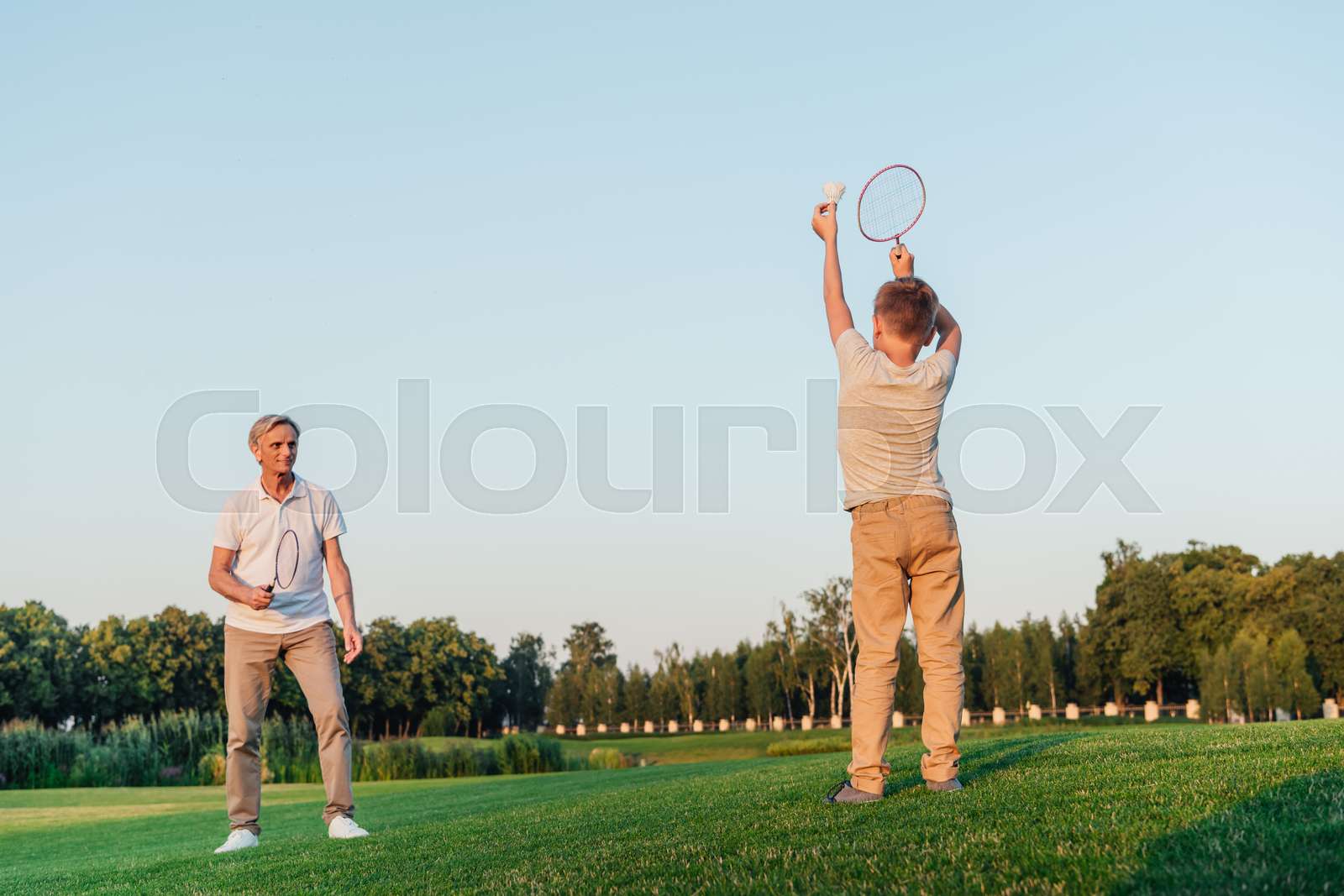 family playing badminton together | Stock image | Colourbox
