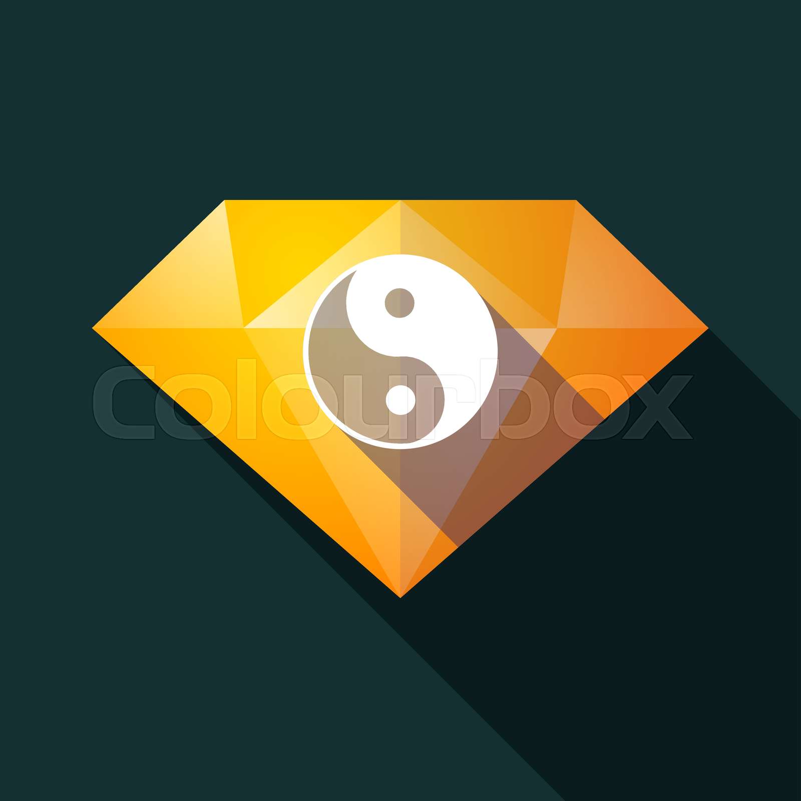 Long shadow diamond with a ying yang | Stock vector | Colourbox