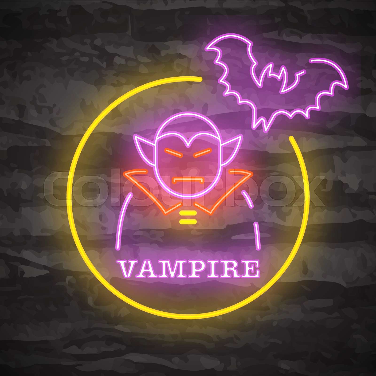 vampire halloween night neon logo | Stock vector | Colourbox