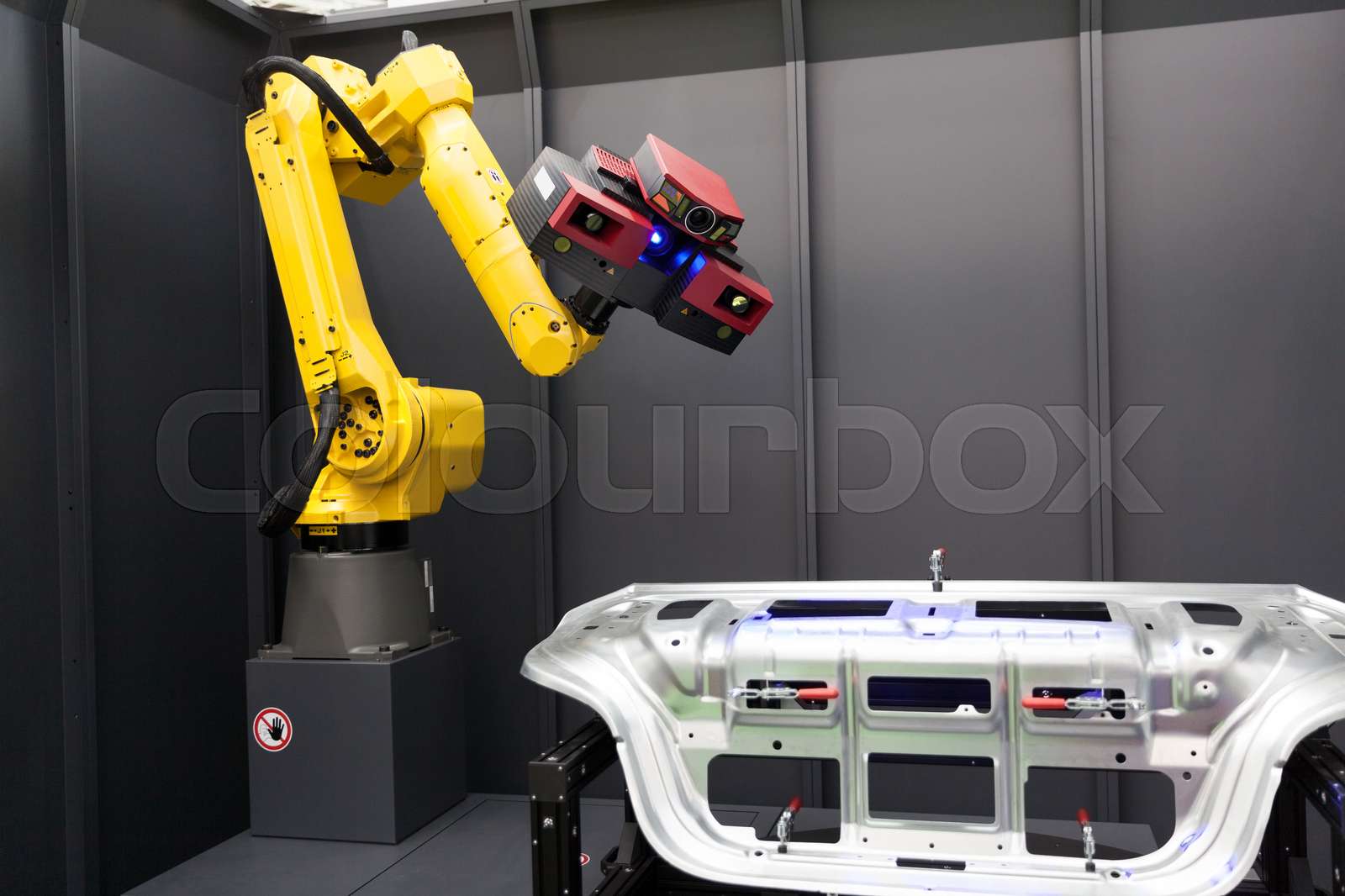 Robotic arm with 3D scanner. Automated scanning. | Stock image | Colourbox