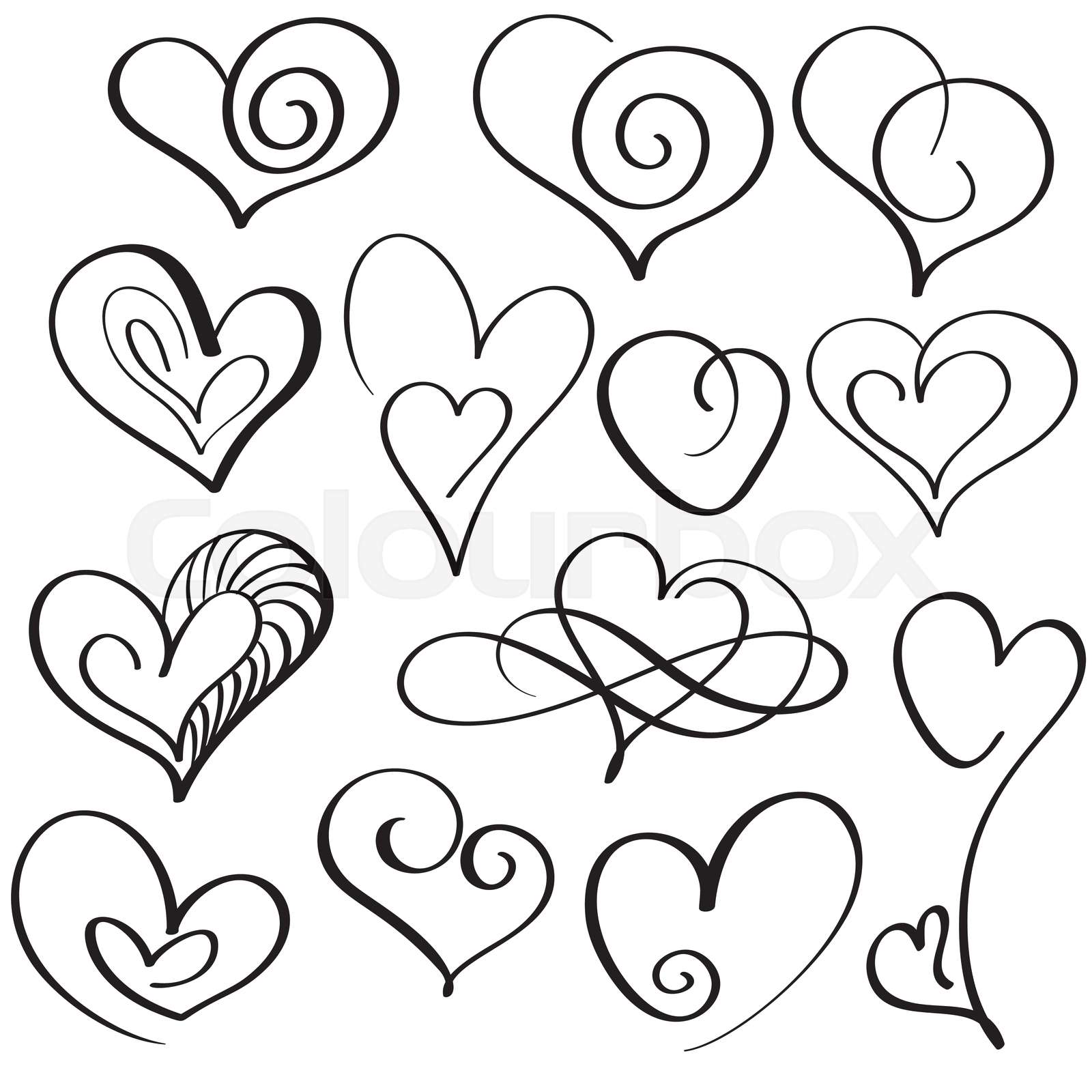 set of calligraphy heart art for design. Vector illustration EPS10 ...