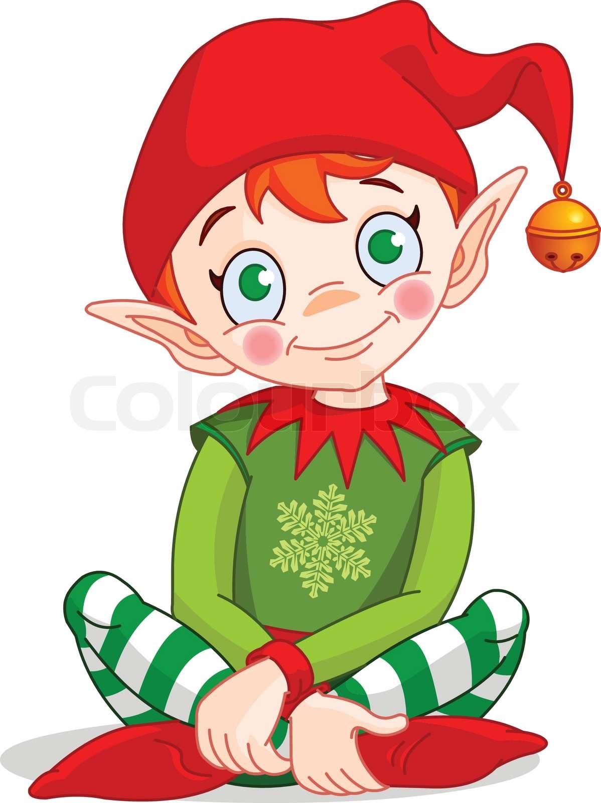 Christmas Elf Sitzen - Vector | Stock-Vektor | Colourbox