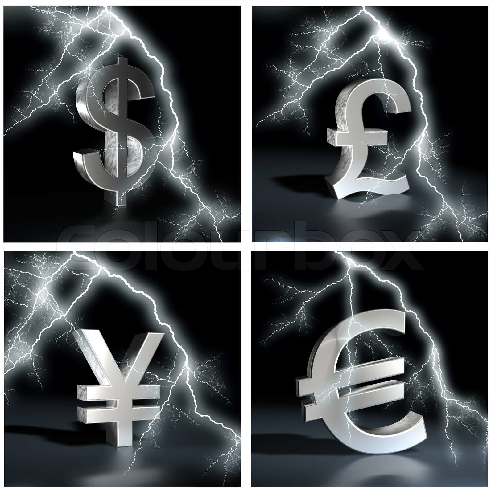 Financial crisis . currency symbol. lighting . | Stock image | Colourbox