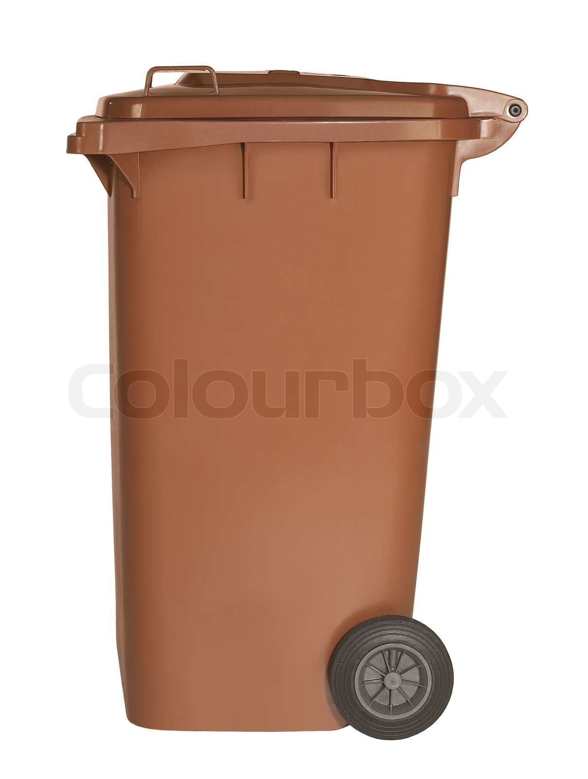 brown waste container in white back | Stock image | Colourbox