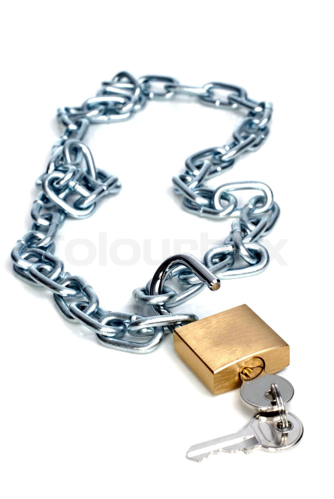 Open padlock and chain with keys | Stock image | Colourbox