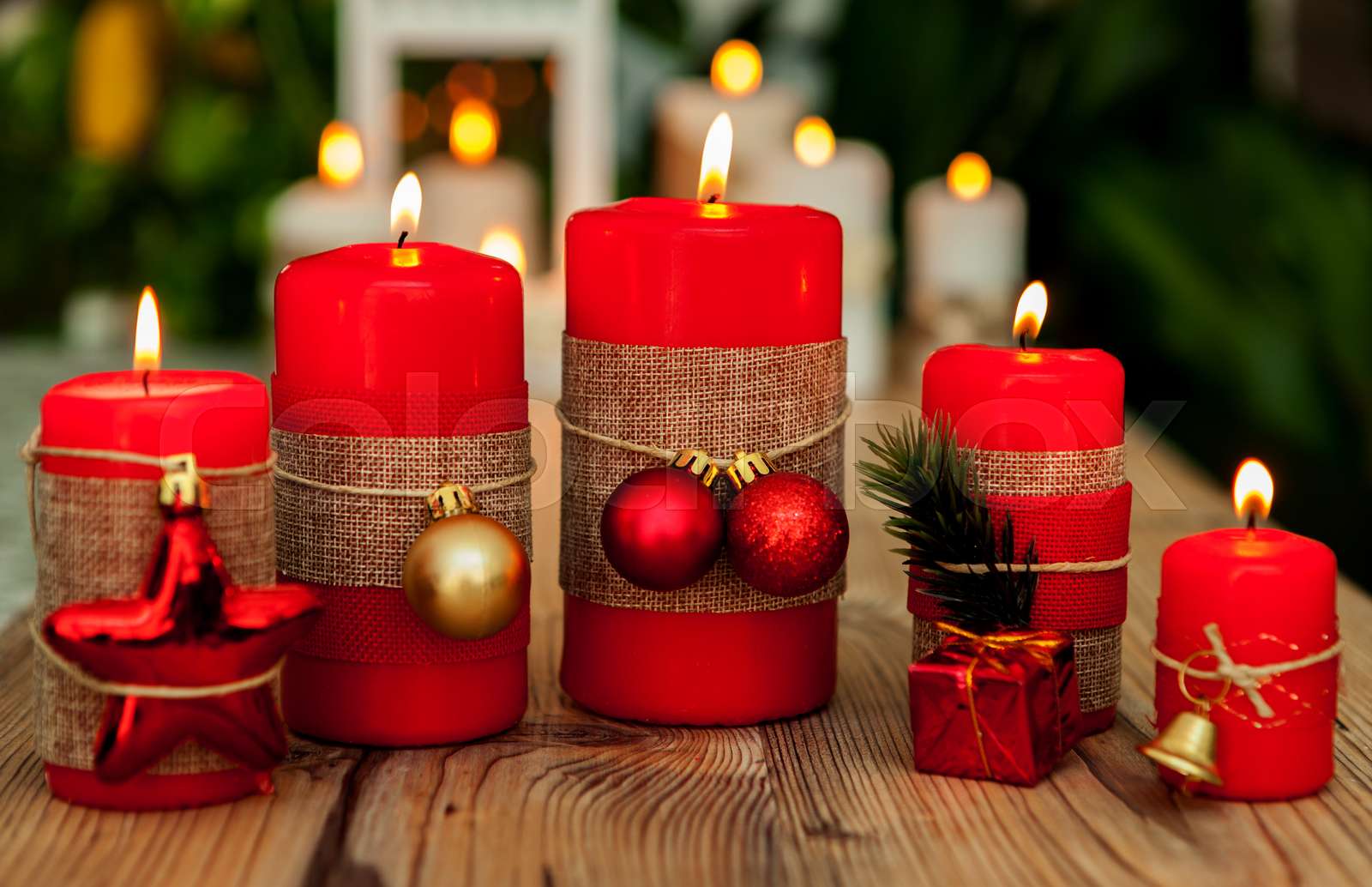 Candles for Christmas in red | Stock image | Colourbox