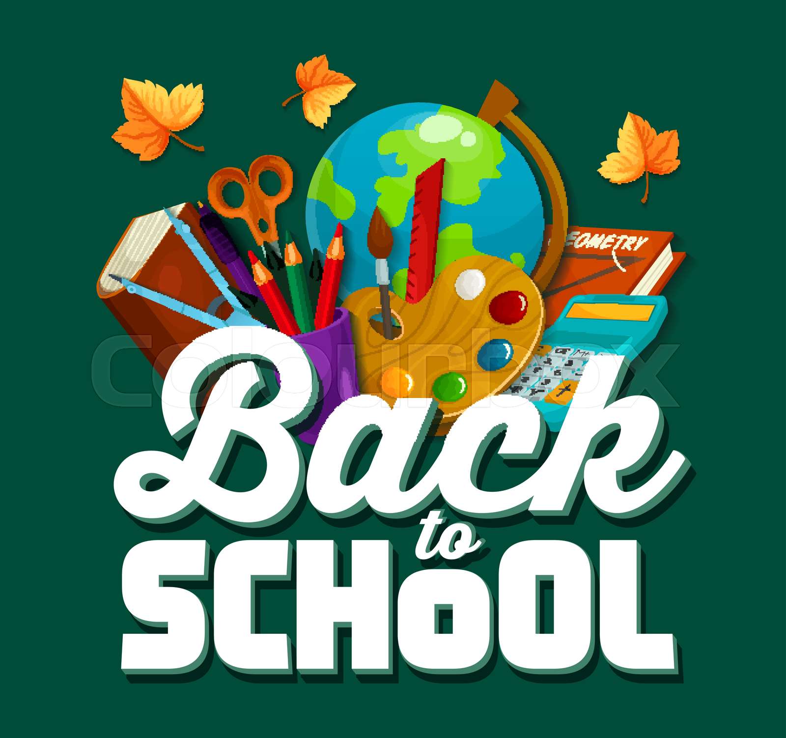 Back to School vector chalkboard poster | Stock vector | Colourbox