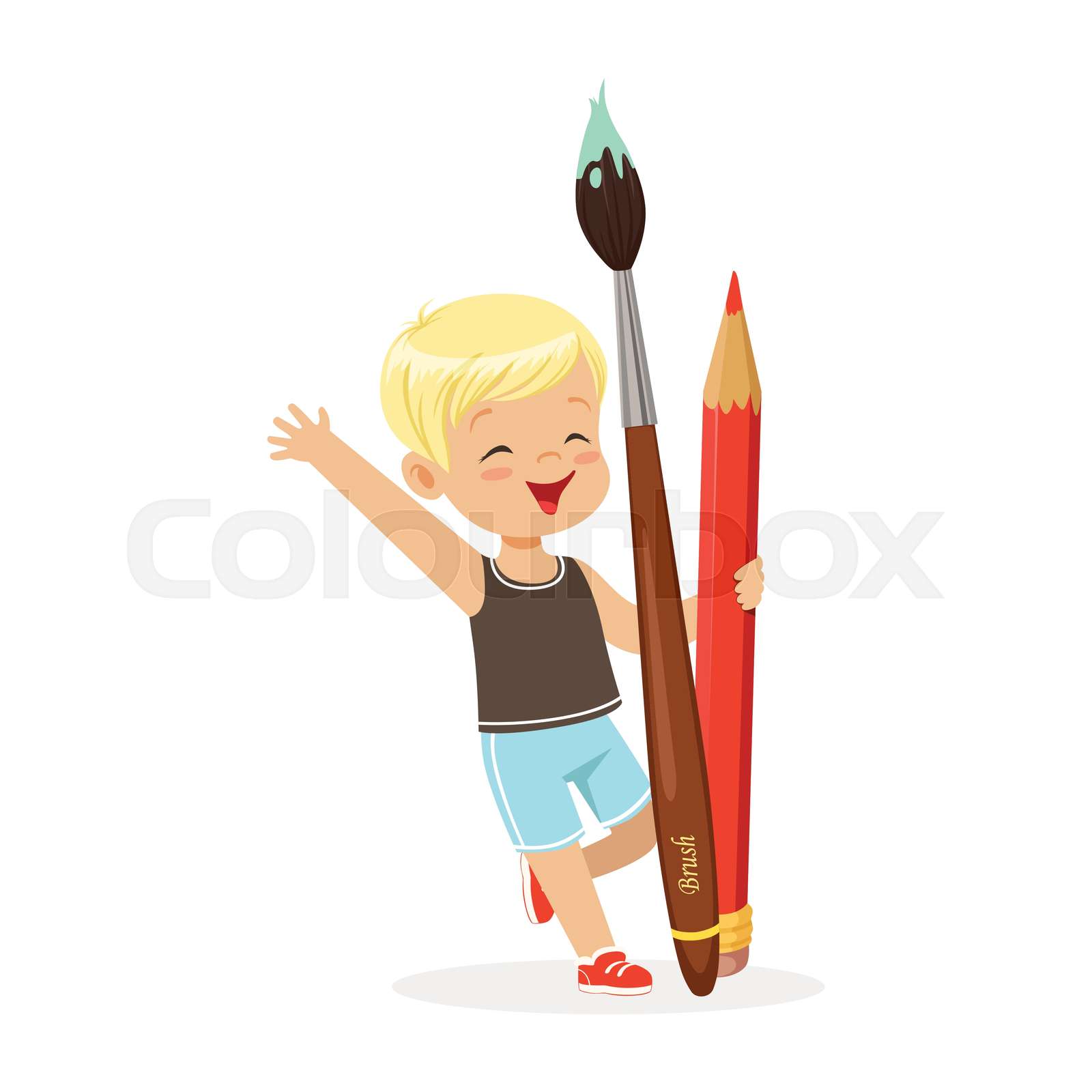 barn, skriver, skoledreng | Stock vektor | Colourbox