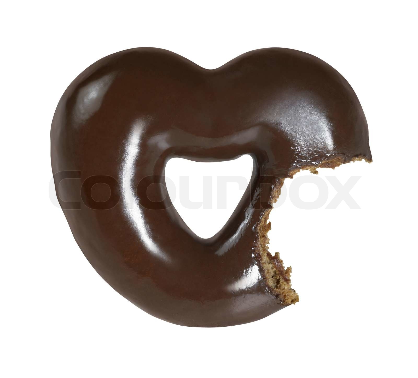 studio photography of bitten heart shaped gingerbread, isolated on ...