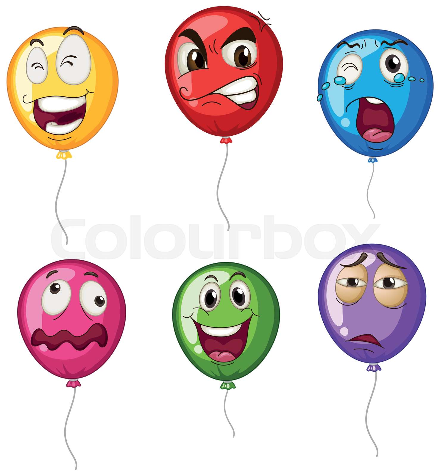 Helium balloons with facial expressions | Stock vector | Colourbox