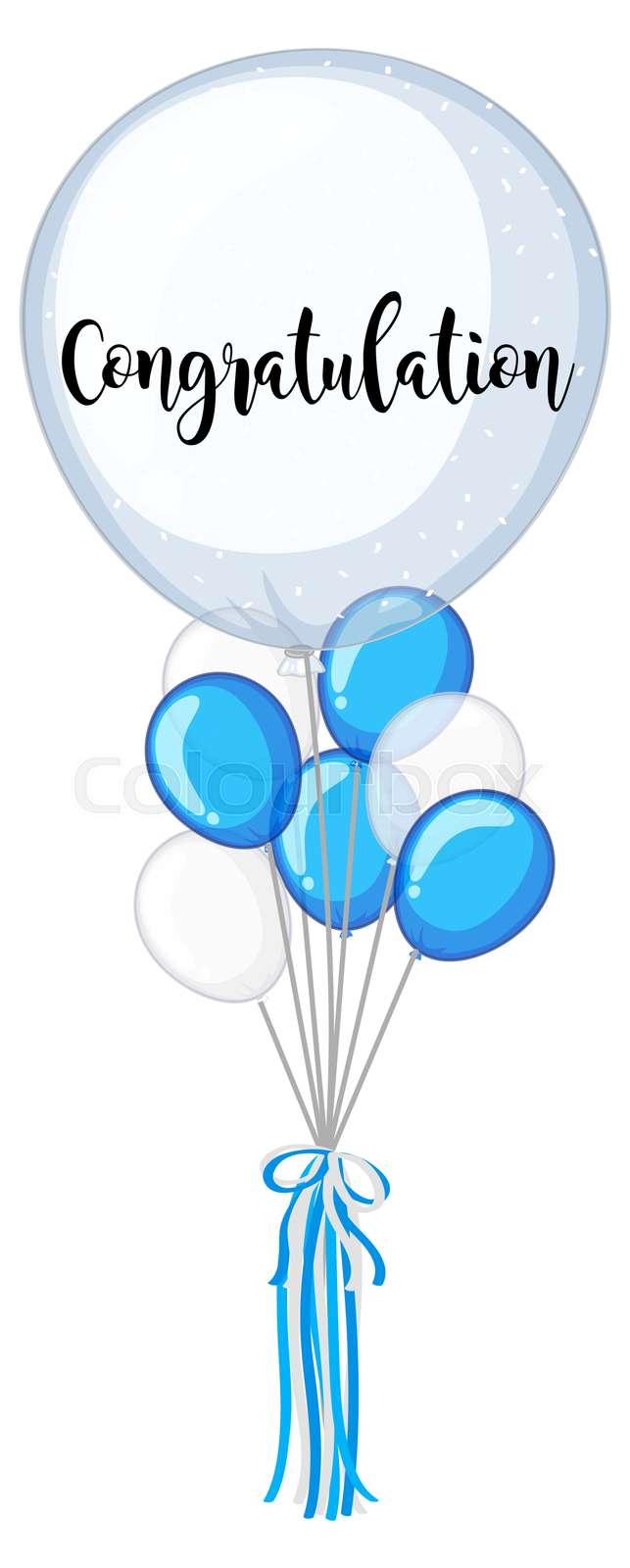 Blue and white balloons with word congratulation | Stock vector | Colourbox