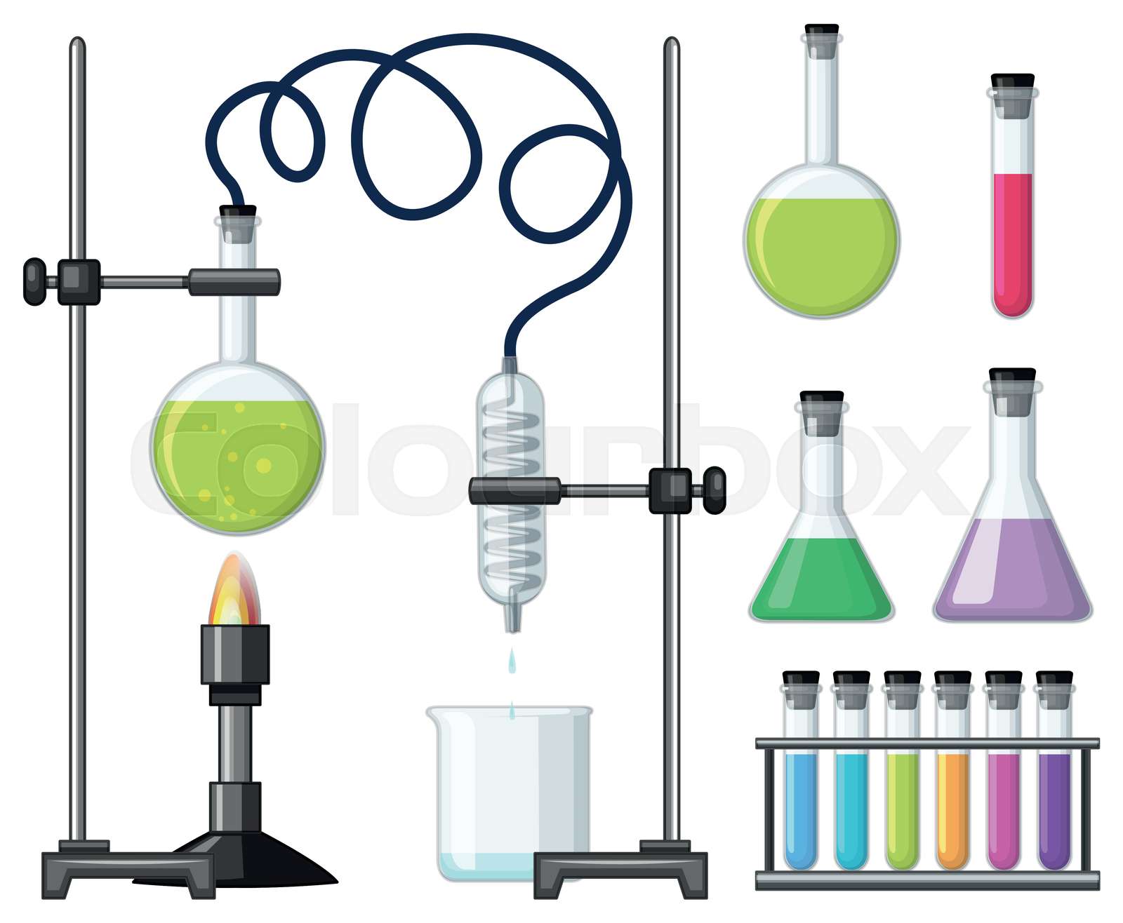 Different science containers and equipments | Stock vector | Colourbox