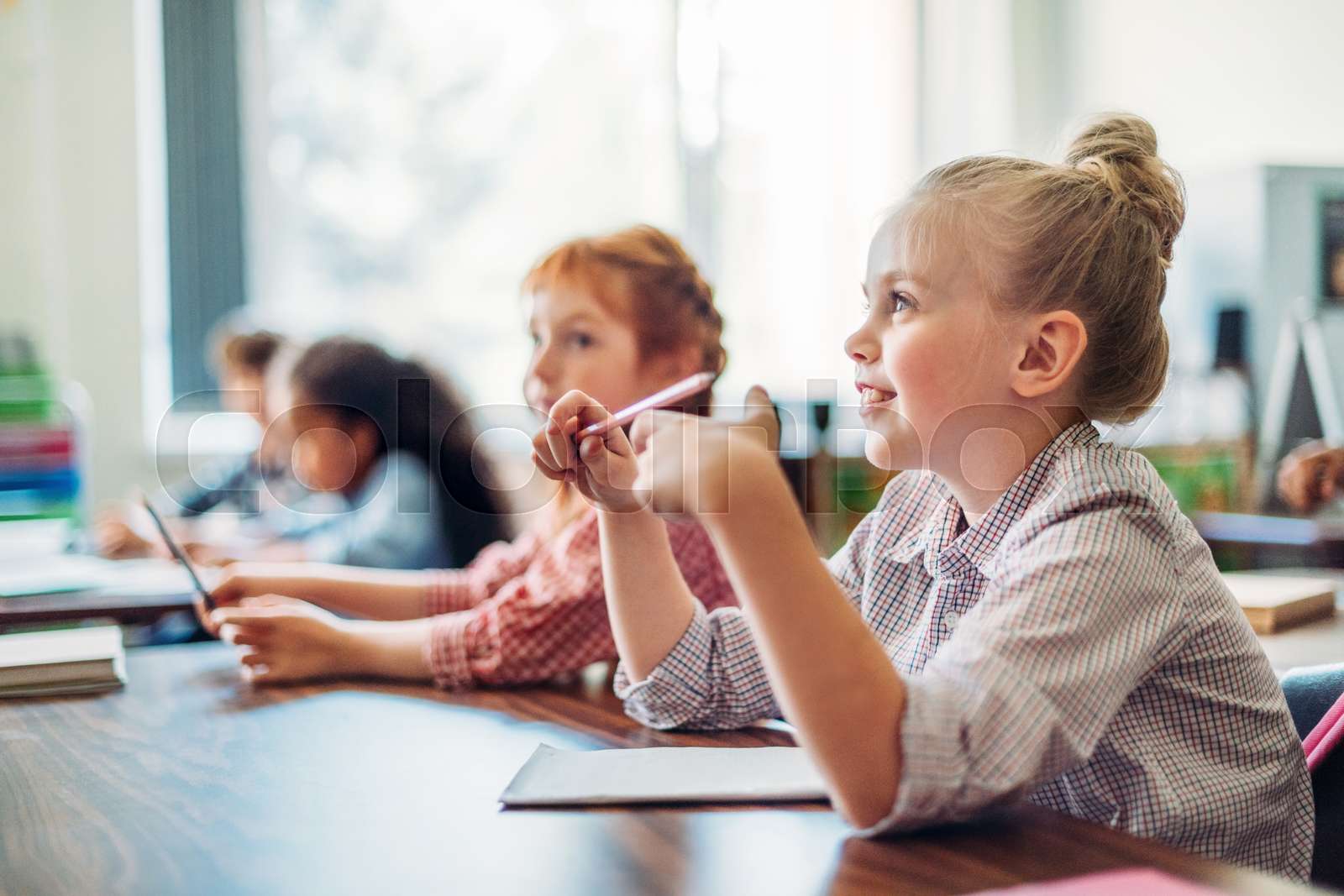 schoolgirls sitting in class | Stock image | Colourbox