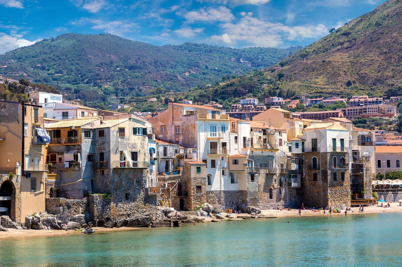 Sandy beach in Cefalu in Sicily | Stock image | Colourbox