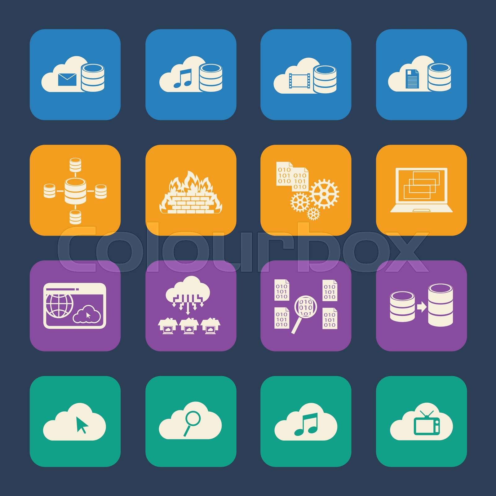 Big data, Cloud Computing icons set | Stock vector | Colourbox