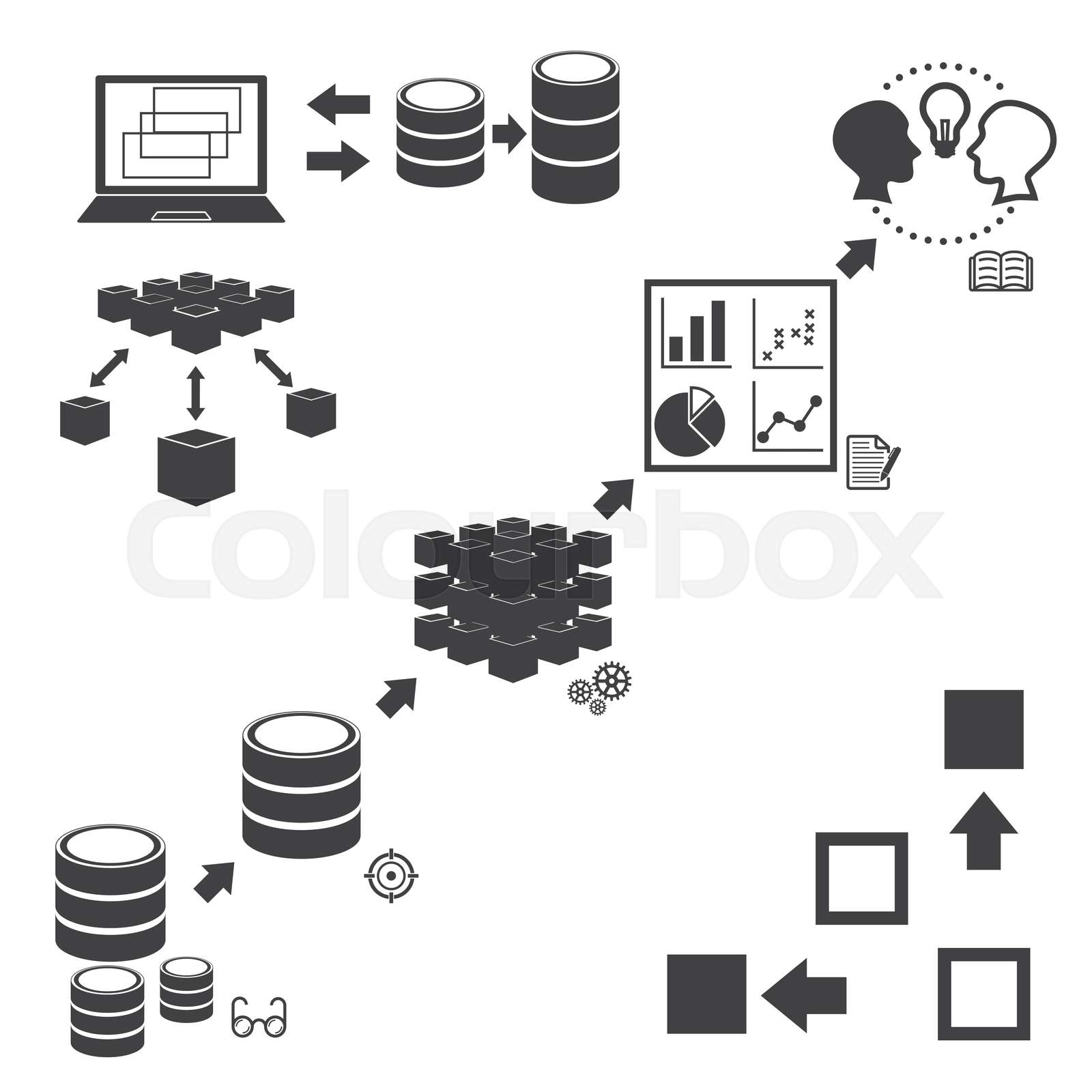 Big Data Icons Set Data Mining Concept Stock Vector Colourbox