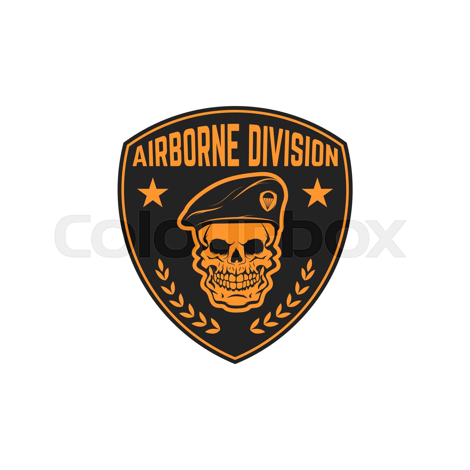 Paratrooper skull with wings. Military emblem. Design element fo ...