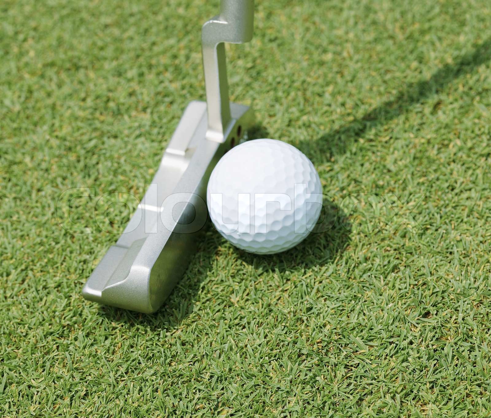 Golf klub i færd med at putte en bold | Stock foto | Colourbox