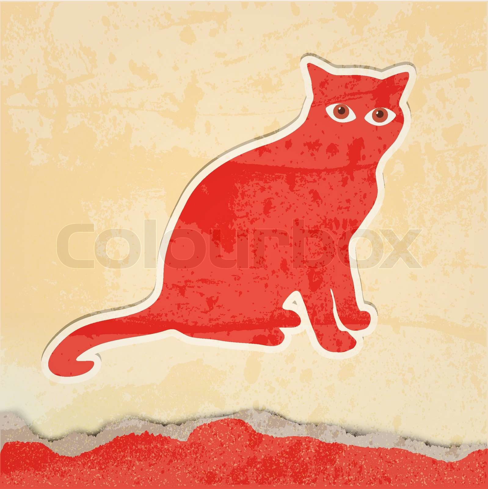 cat silhouette retro poster | Stock vector | Colourbox