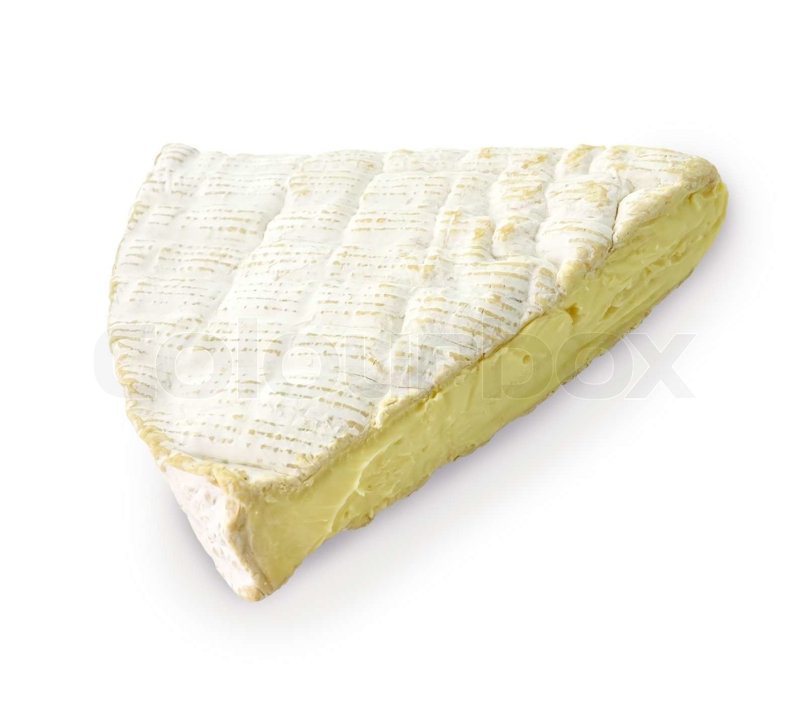 Slice Of Franch Brie ost på hvid baggrund | Stock foto | Colourbox