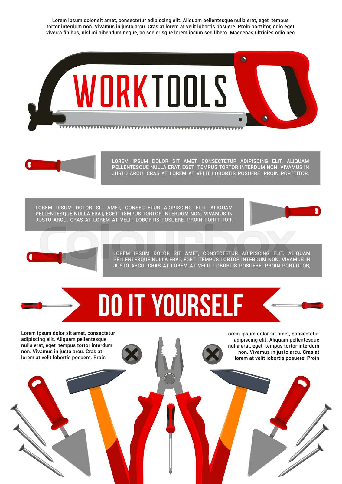 Vector poster of work tools or construction repair | Stock vector ...