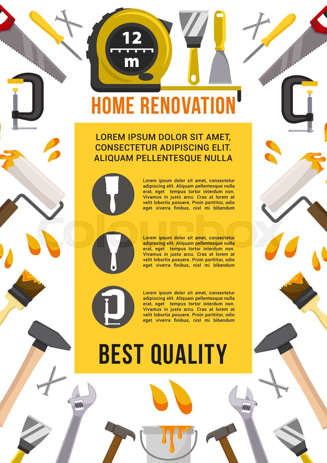 Vector poster house renovation repair work tools | Stock vector | Colourbox