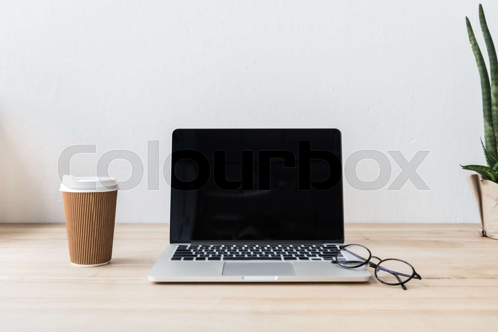 workplace with laptop computer | Stock image | Colourbox
