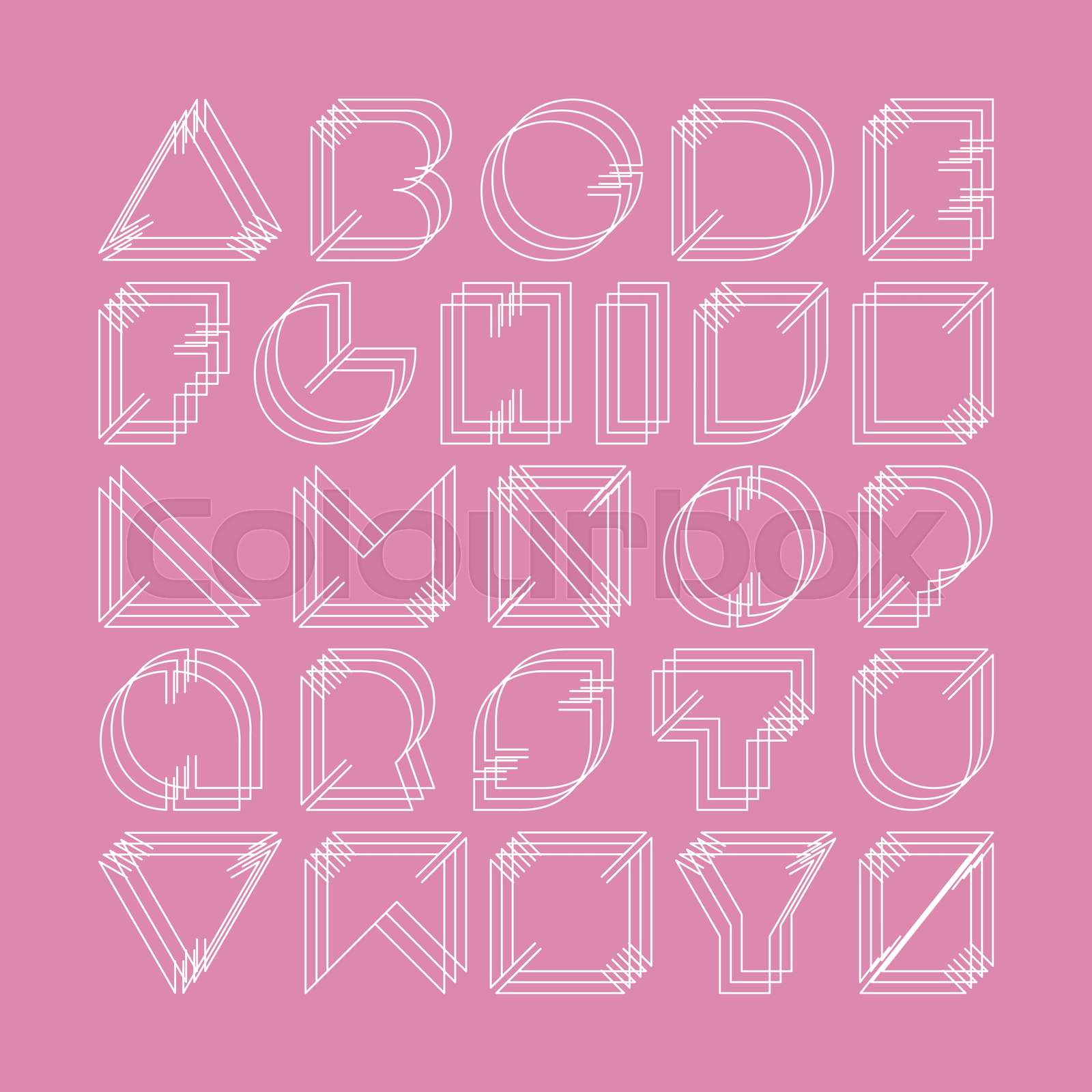 Vector minimalistic font. English alphabet. Letters with stereo effect ...