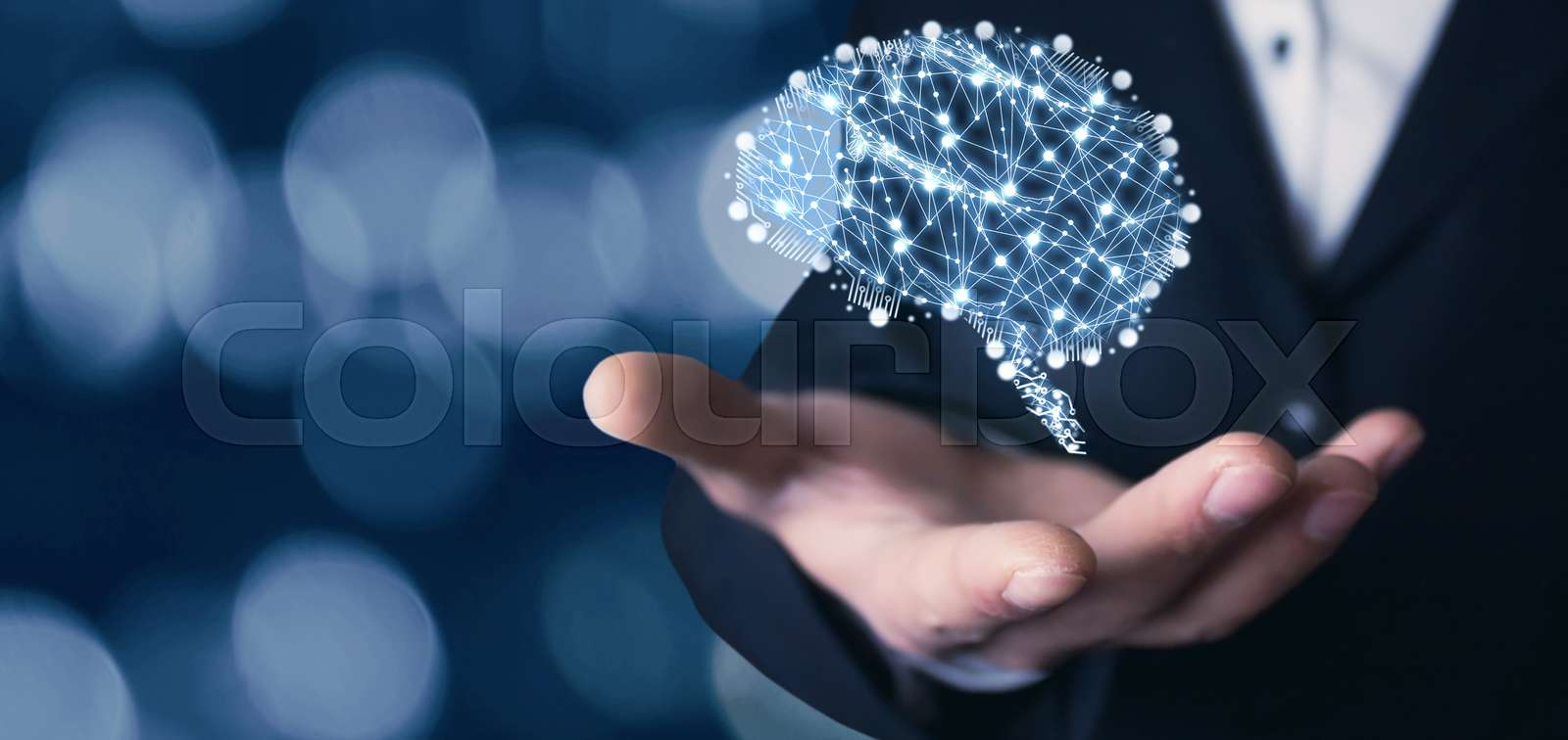 Man holding brain. Inspiration and creativity concept. | Stock image ...