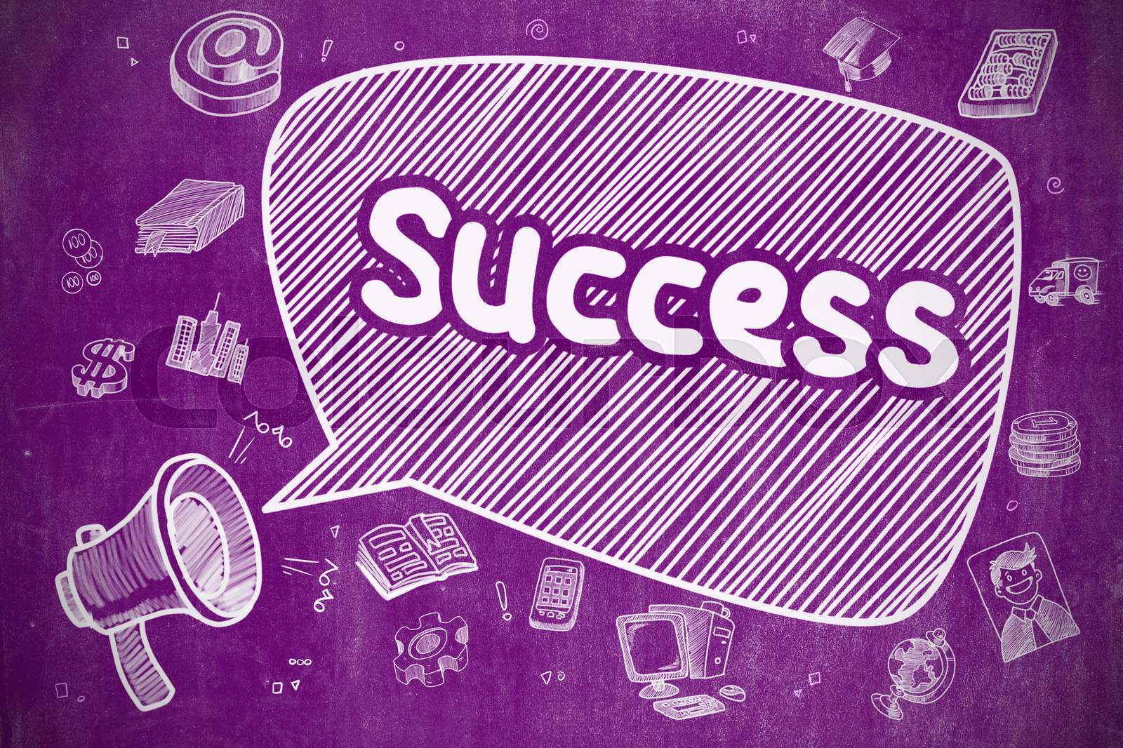 Success - Doodle Illustration on Purple Chalkboard. | Stock image ...