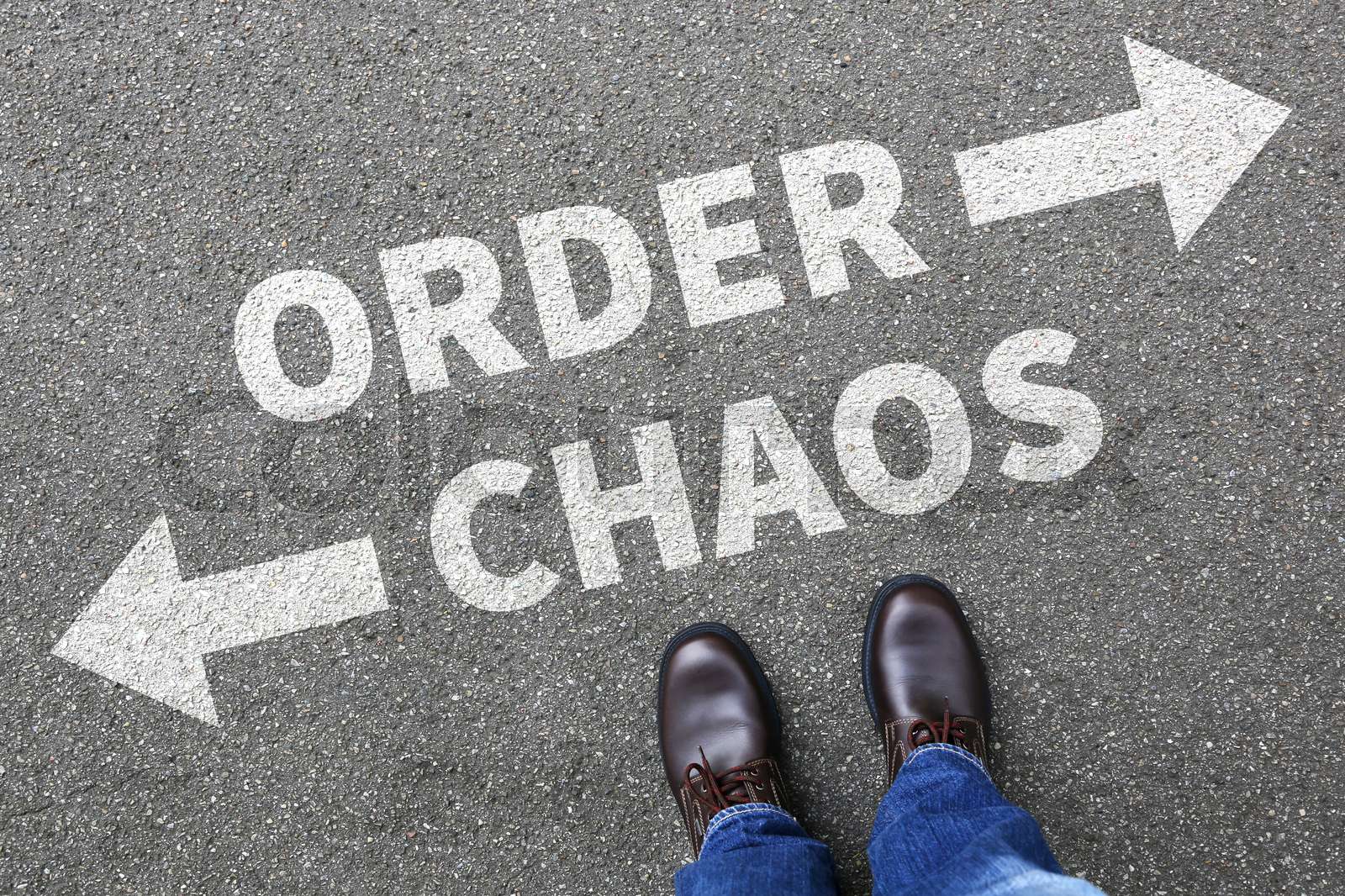 Chaos and order organisation in office businessman business man concept ...